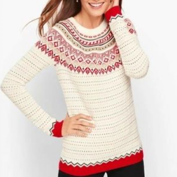 Talbots | Sweaters | Talbots Nordic Fair Isle Crew Neck Ski Sweater ...